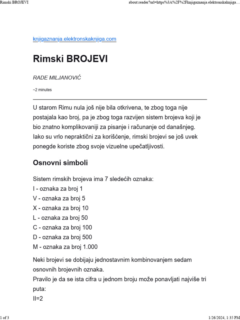 Rimski BROJEVI | PDF