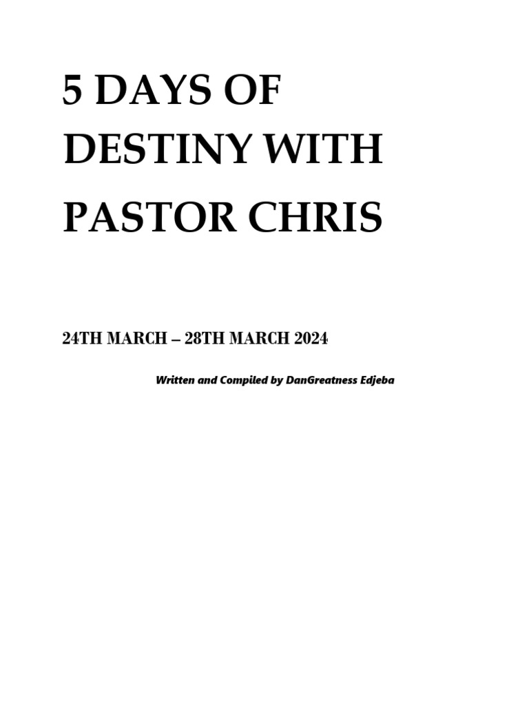 5 Days of Destiny With Pastor Chris | PDF | Bible | Jesus