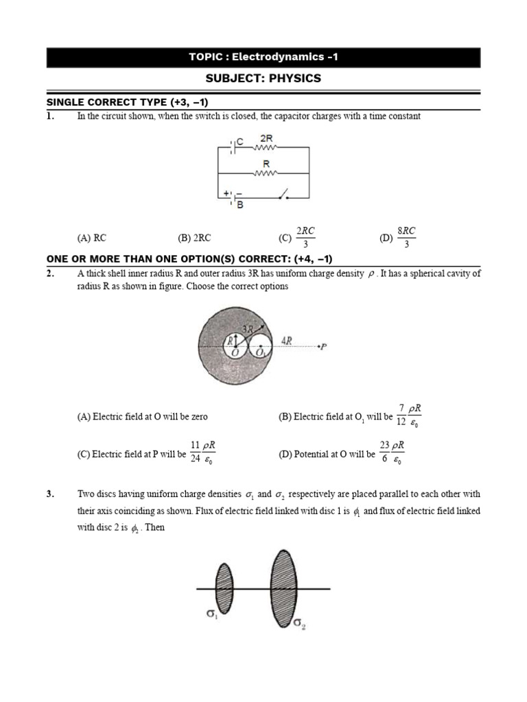 Physics Electrodynamics Quiz | PDF | Gases | Electric Field