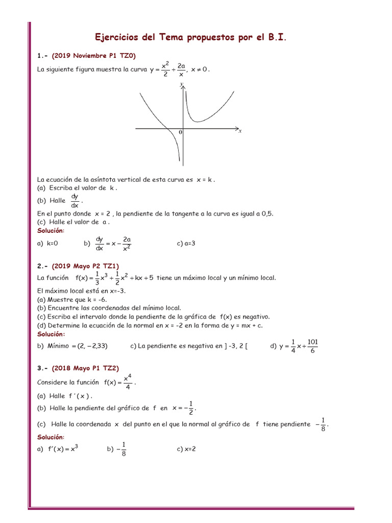 Ejercicios Examen Aplicaciones de Las Derivadas | PDF | Pendiente | Altoparlante
