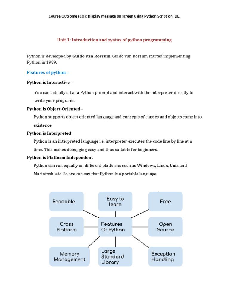 Unit 1 Introduction And Syntax Of Python Programming 1 Pdf Python Programming Language 2148