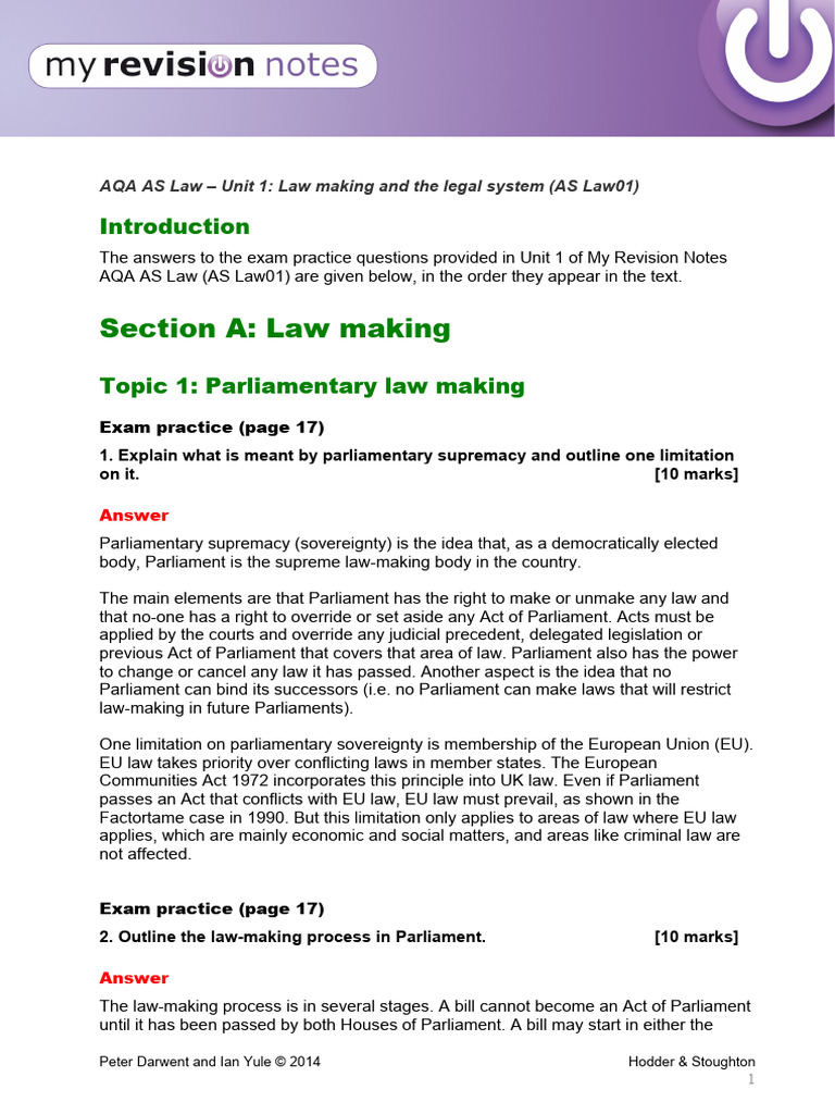 AQA AS Law: Law Making & System | PDF | Alternative Dispute Resolution ...