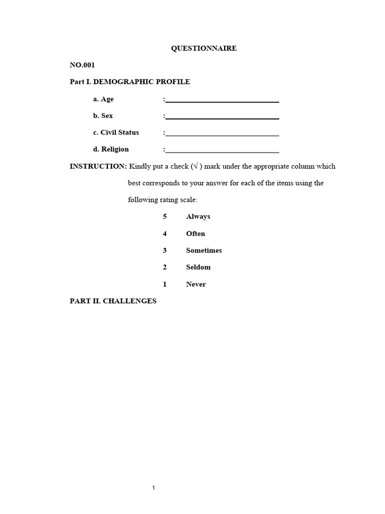 Survey questionnaire | PDF | Psychology | Behavioural Sciences