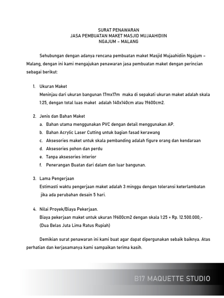 Surat Penawaran Maket 1 25 | PDF