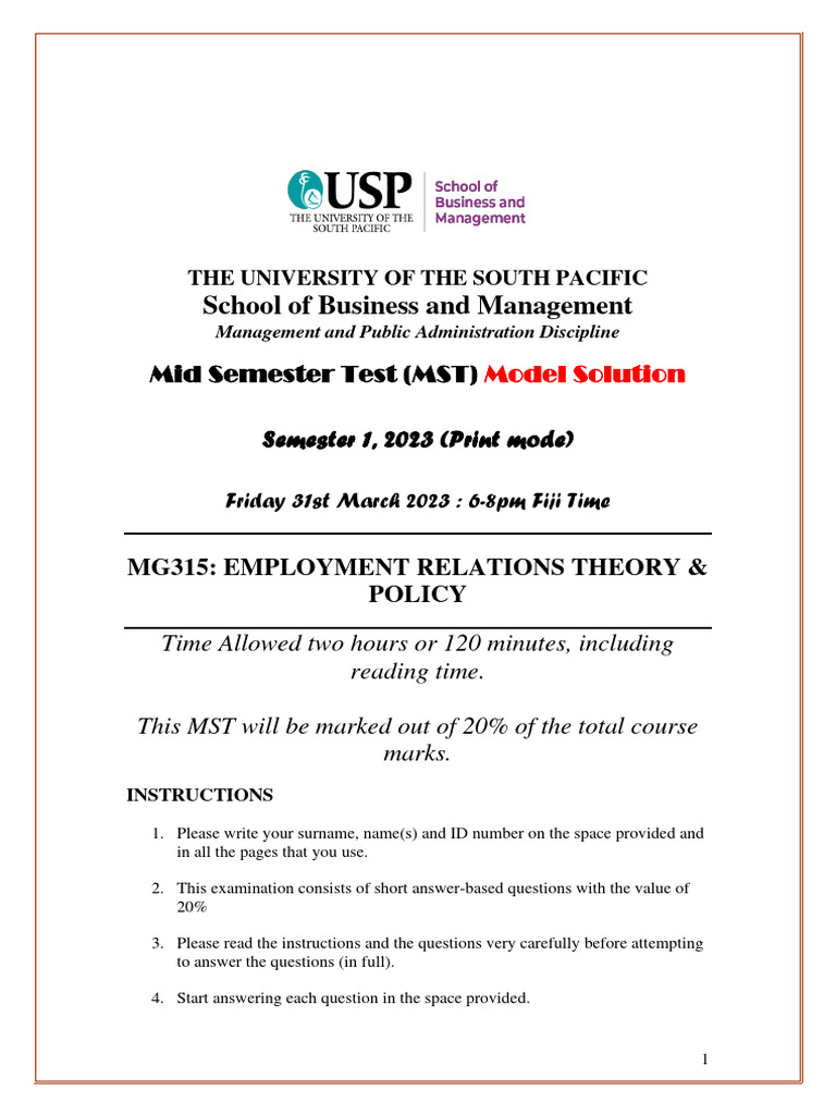 MST Model Solution 2 | PDF | Employment | Motivation