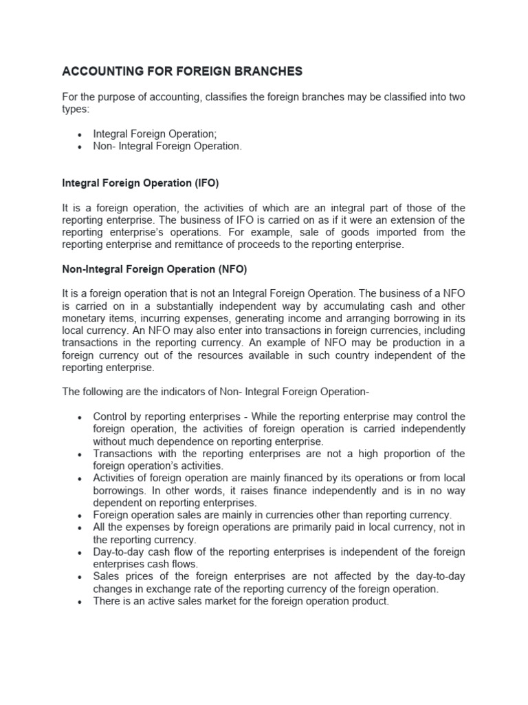 ACCOUNTING FOR FOREIGN BRANCHES | PDF | Income Statement | Exchange Rate