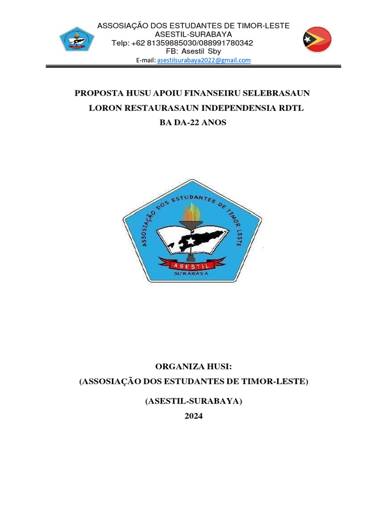 Proposta de Apoio Financeiro para Evento | PDF | Timor Leste