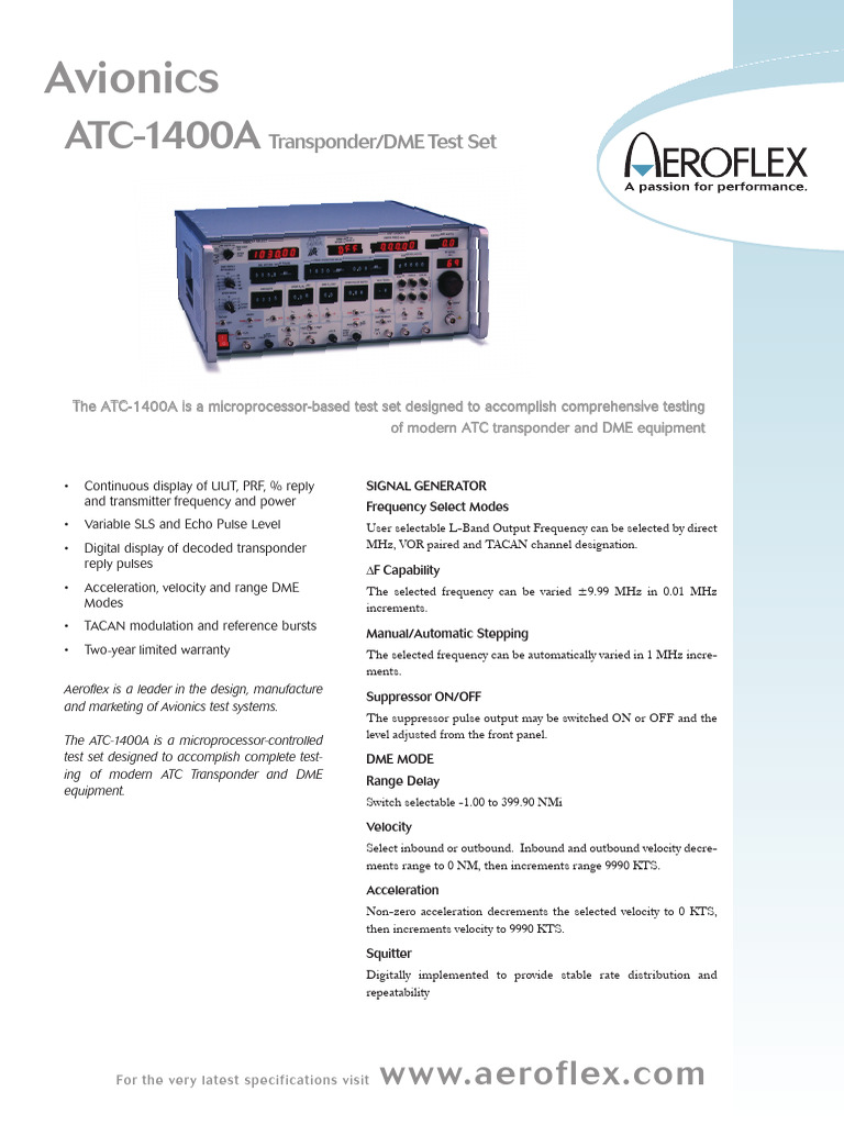 IFR ATC 1400A Specifications AD72A | Download Free PDF | Electronics ...
