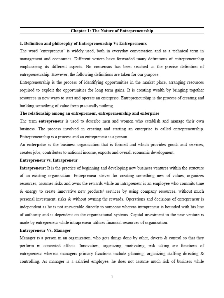 Entrepreneurship Chapter 1-3 | PDF | Entrepreneurship | Creativity