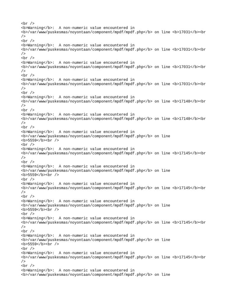 PHP Warning: Non-Numeric Value Error | PDF