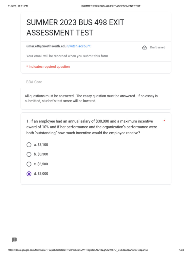 Summer 2023 Bus 498 Exit Assessment Test With Answers | PDF | Brand ...