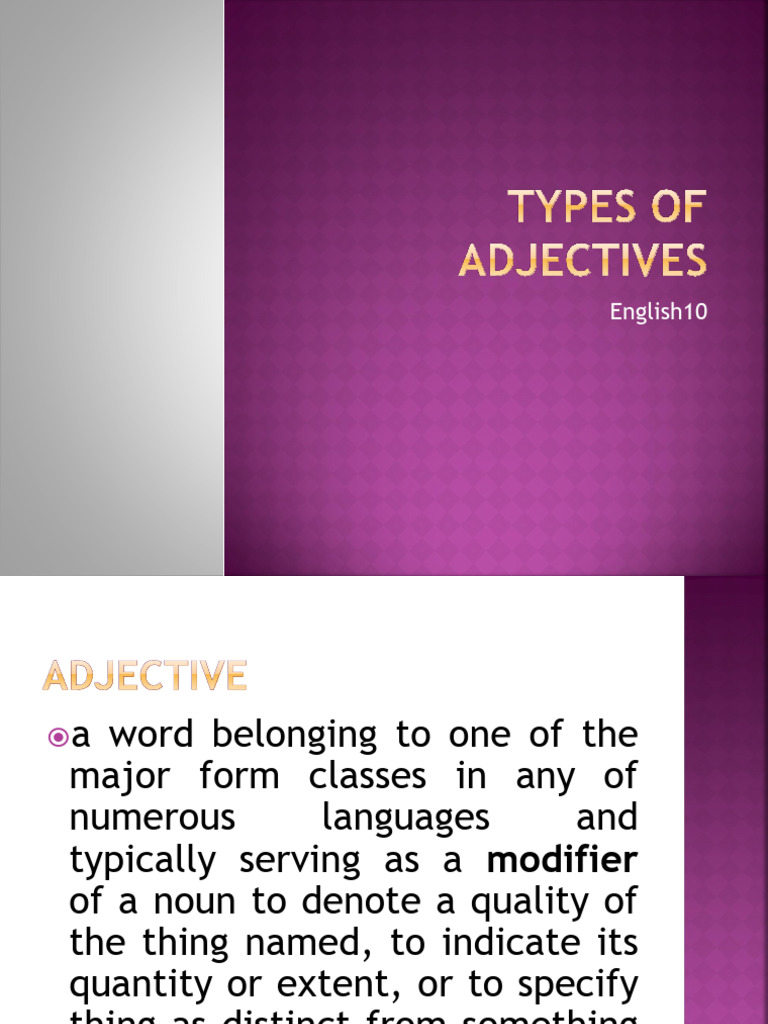 TYPES-OF-ADJECTIVES | PDF | Adjective | Noun