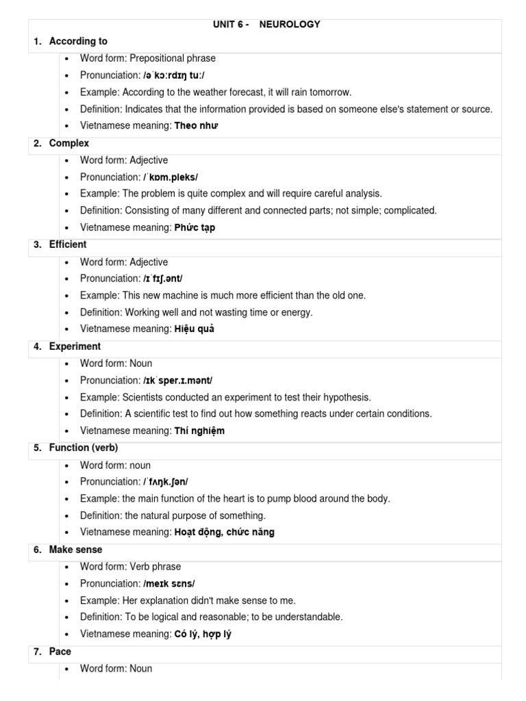 UNIT 6 Vocab | PDF | Noun | Vietnamese Language