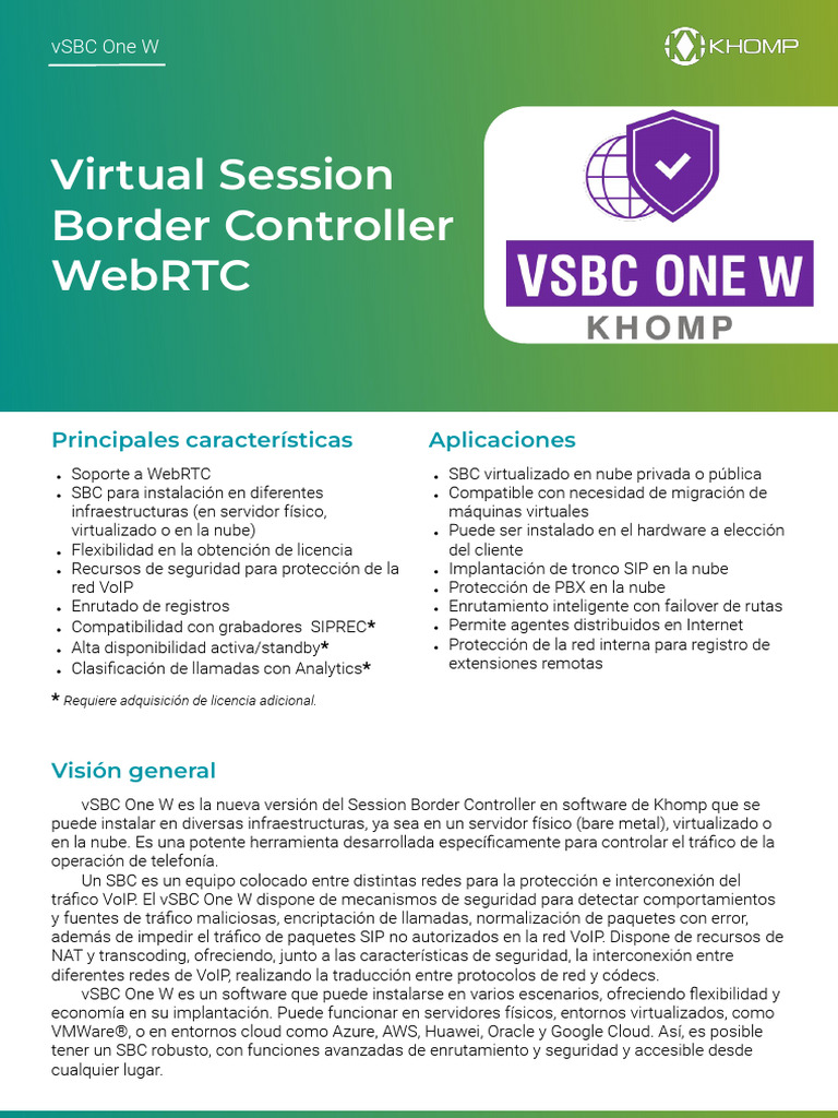 VSBC One W - ES v2 | PDF | Computación en la nube | Voz sobre IP