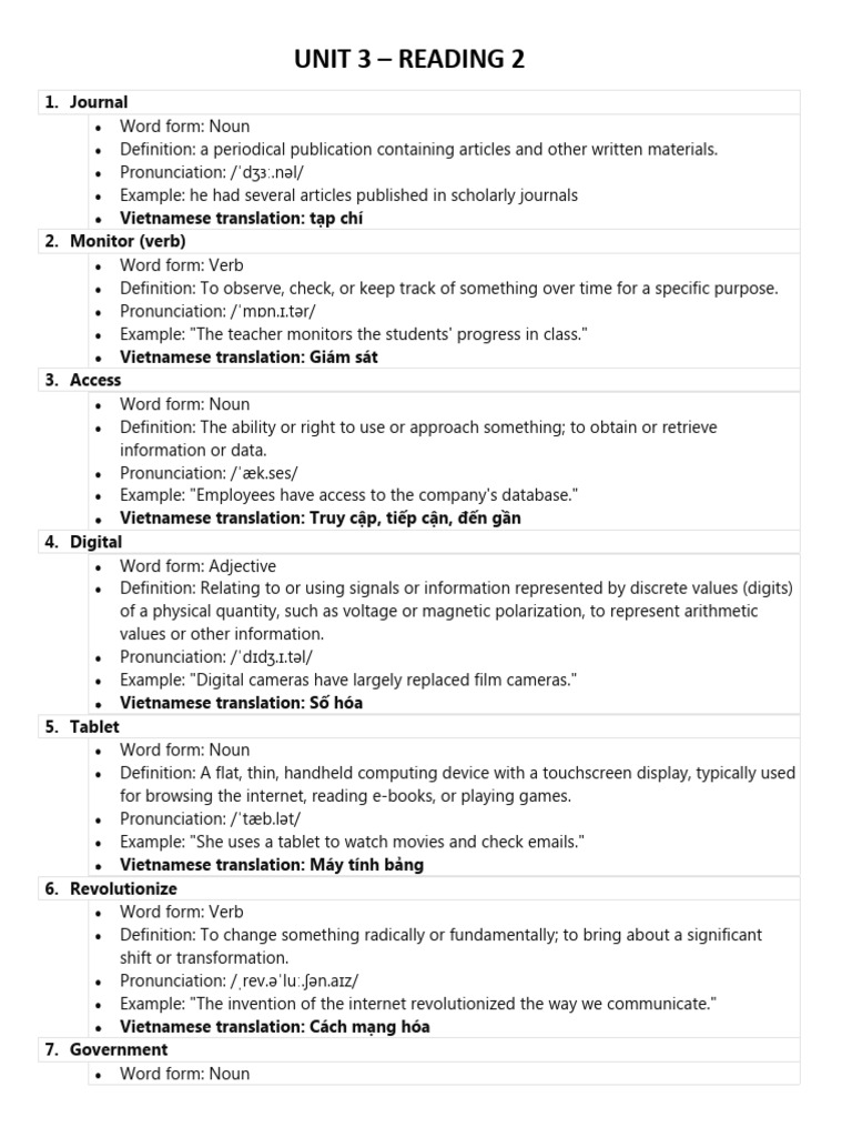 Unit 3 Reading 2 | PDF | Vietnamese Language | Word