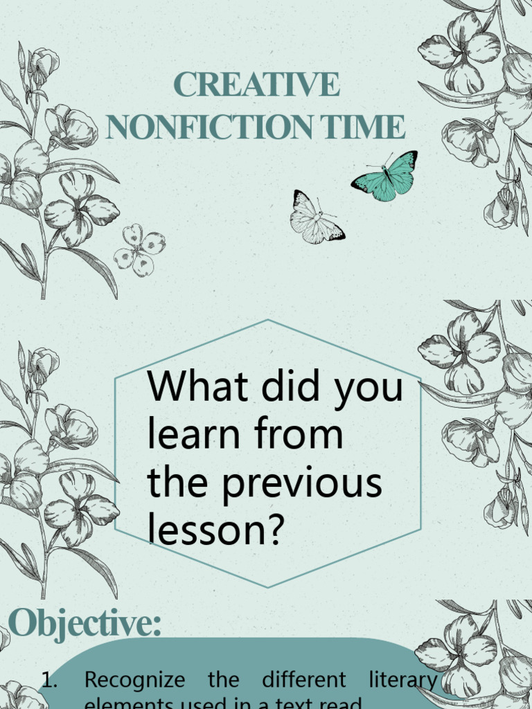 Creative NonFiction Lesson 4-1 | PDF | Plot (Narrative)