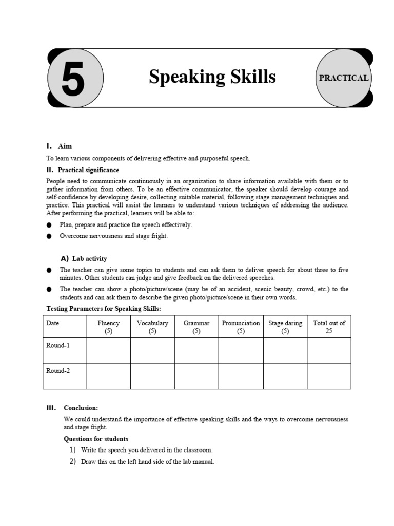 Practical 5 Speaking Skills-1 | PDF | Career & Growth