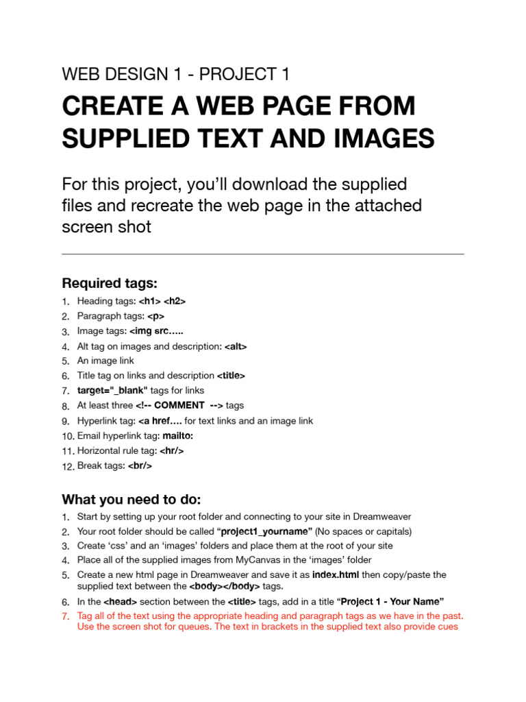 Webdesign1 Week6 Project1 Instructions | PDF | Html Element | World ...