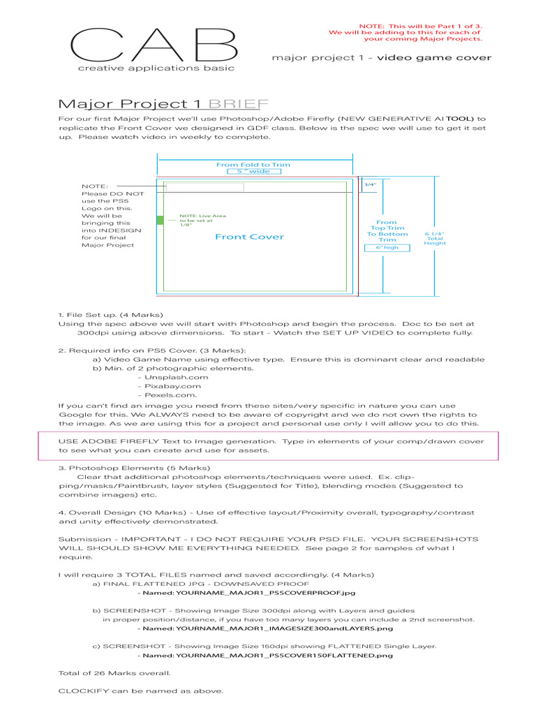 Instructions Major Project 1 - Video Game Cover PS5 | PDF