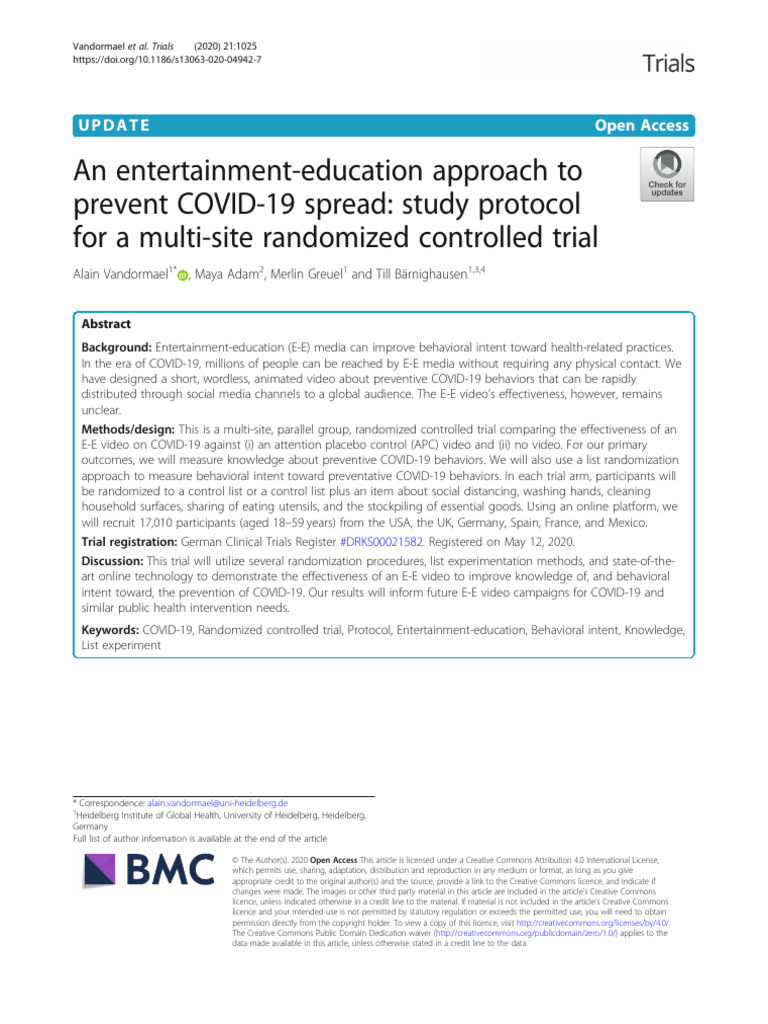 Entertainment Education Covid19 | Download Free PDF | Experiment ...