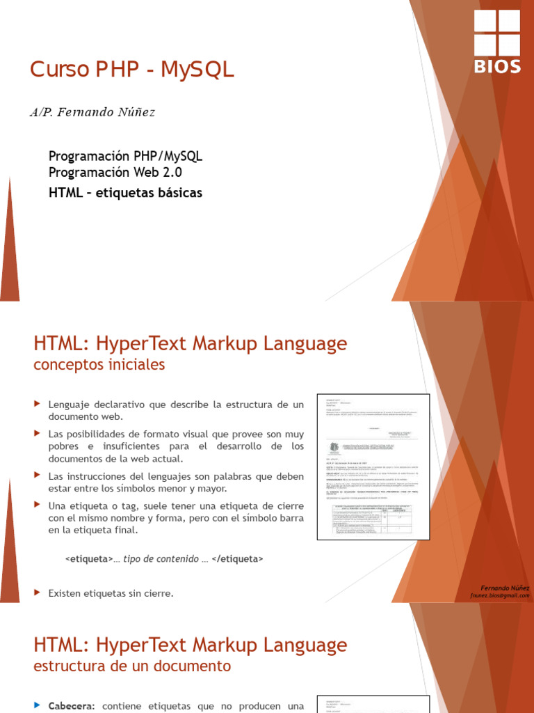 Curso de HTML para PHP y MySQL | PDF | HTML | Lenguaje de marcado