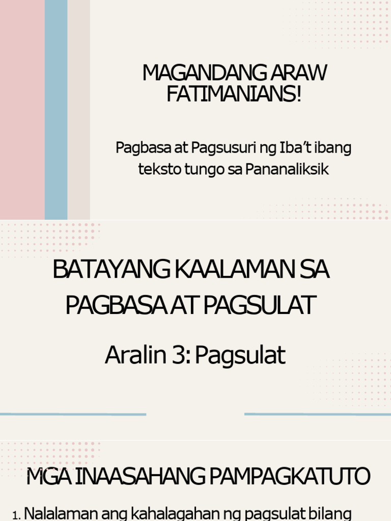 Yunit I - Aralin 3 5 | PDF