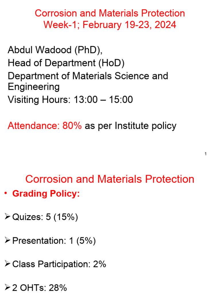 Week 1 Lec 1 | PDF | Corrosion | Metals
