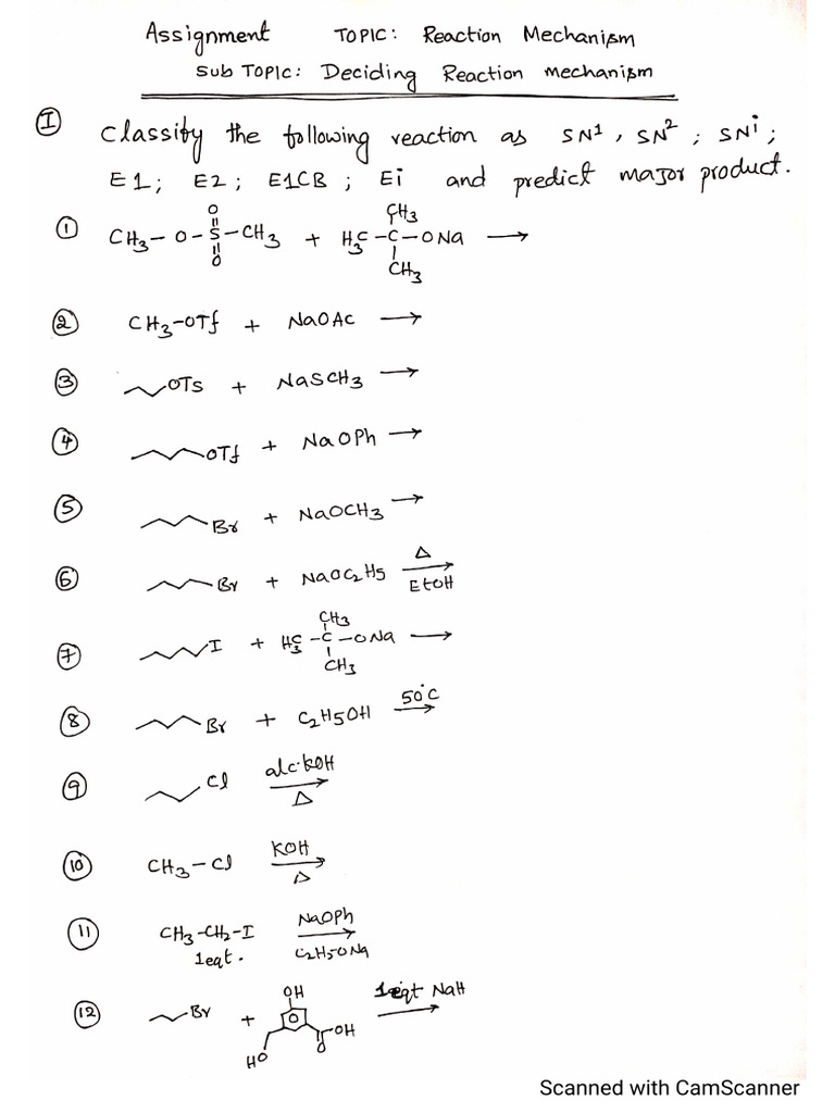 Reaction Mech Good Assignment | PDF