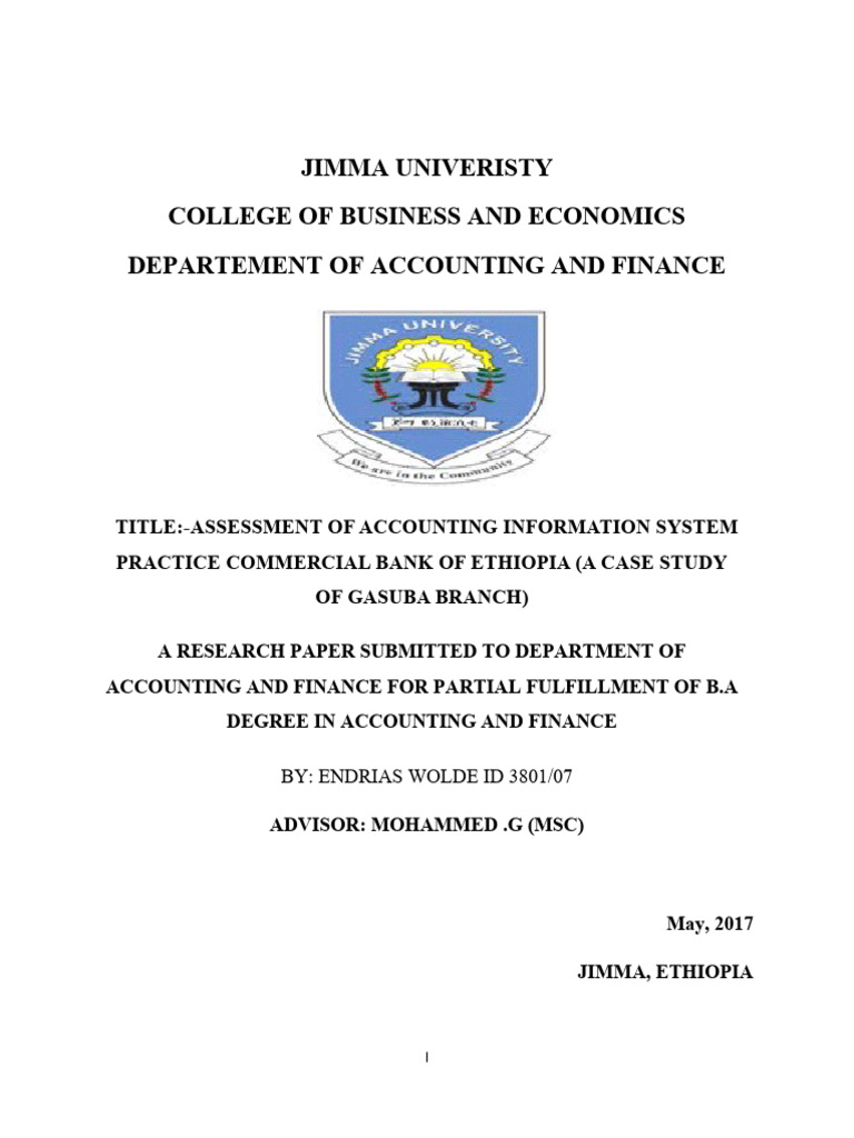 Endrias Reaserch | PDF | Information System | Internal Control