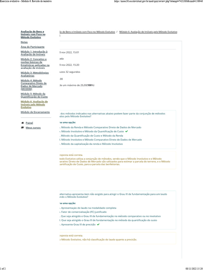 Exercício Avaliativo - Módulo 6 Revisão Da Tentativa | PDF