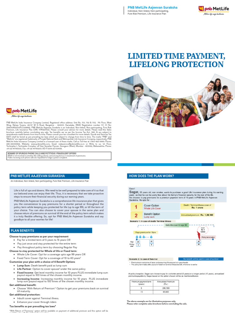 PNB MetLife Aajeevan Suraksha Plan | PDF | Insurance | Business Law