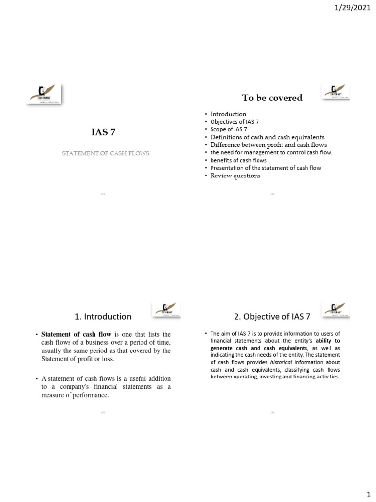 Topic IAS 7 - STATEMENT OF CASH FLOWS | PDF | Cash Flow Statement | Expense