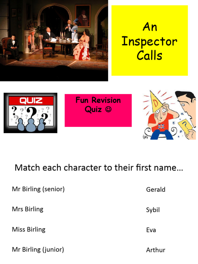 An Inspector Calls Revision Quiz | PDF