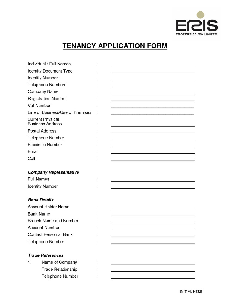 Eris Tenancy Application Form | PDF | Leasehold Estate