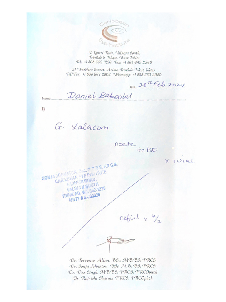 Daniel Baboolal - Precription 20240228 | PDF