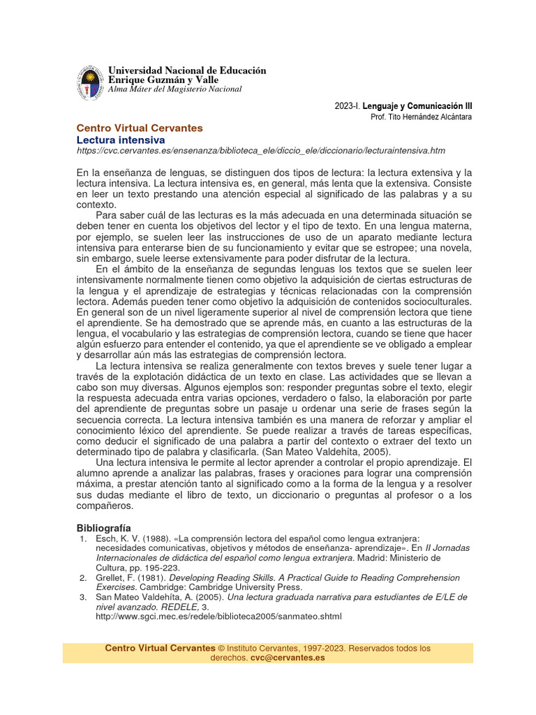 Estrategias de Lectura Intensiva | PDF | Comprensión lectora | Ciencia ...