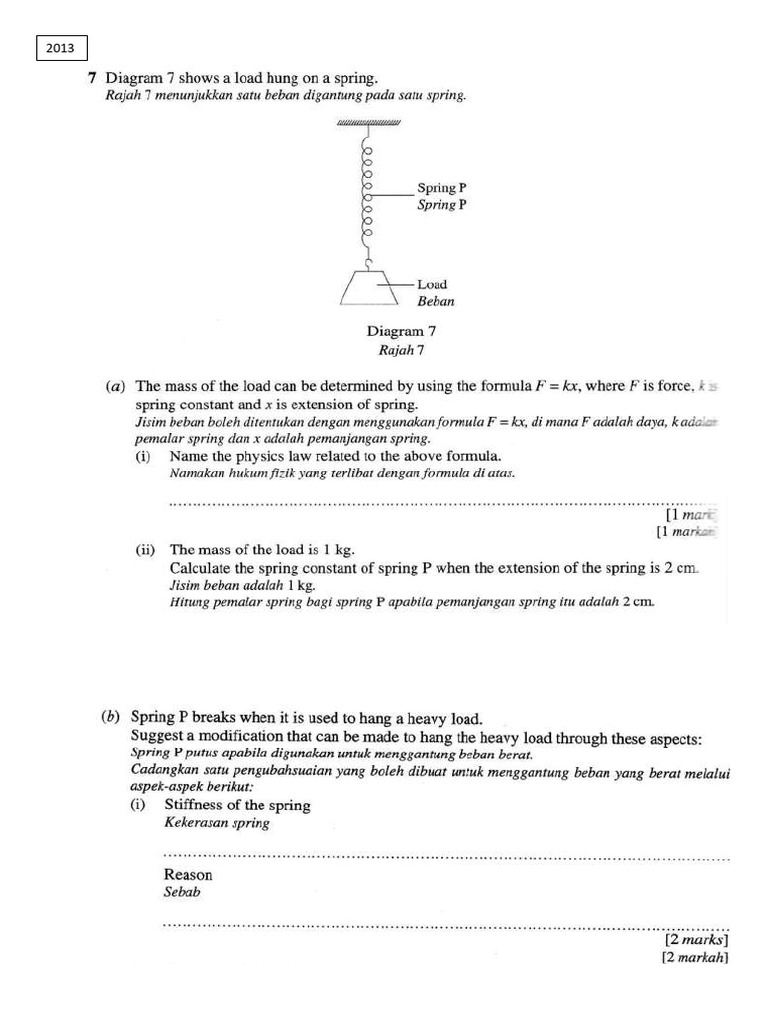 P2 Past Year-Note 24 (Elasticity) | PDF | Force | Potential Energy