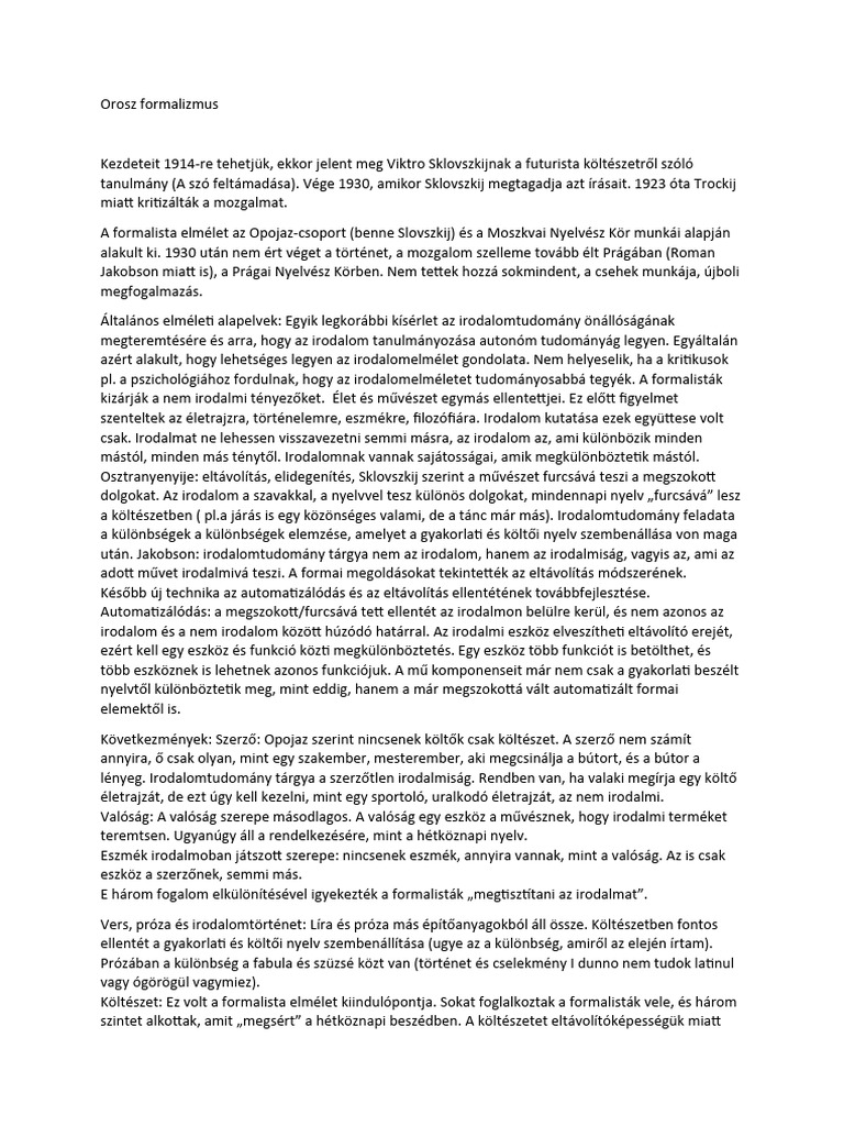 Orosz Formalizmus | PDF