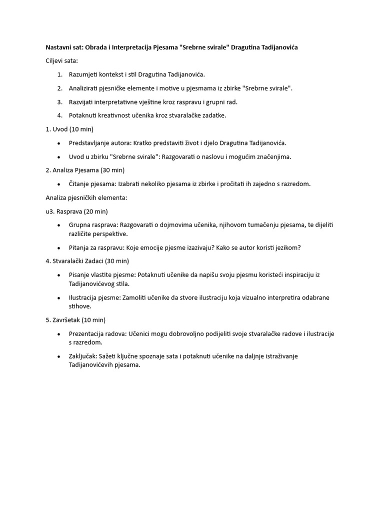 D.Tadijanović Srebrne Svirale Zadatci | PDF