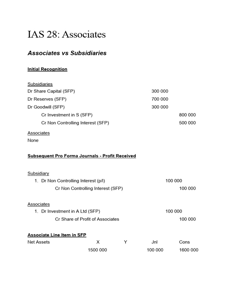 Financial Reporting - IAS 28 - Associates Notes | Download Free PDF ...