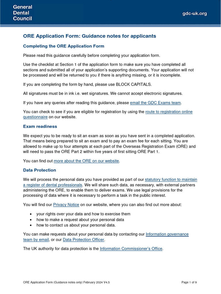 Ore Application Guidance Notes | PDF | Affidavit | Dentistry