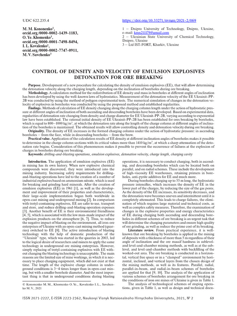 Control of Density and Velocity of Emul | PDF | Mining | Density