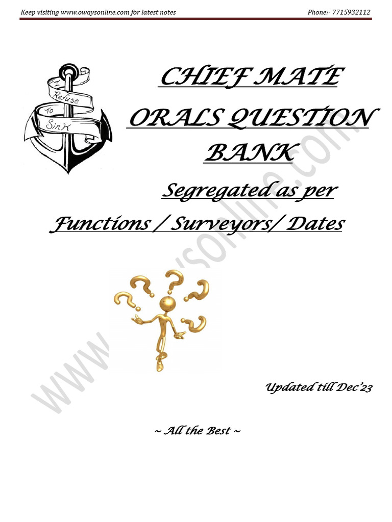 1st Mate Orals Surveyor Question Dec23 | PDF | Navigation | Ships