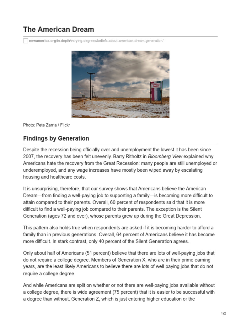 American Dream: Generational Perspectives | PDF | Hispanic And Latino ...