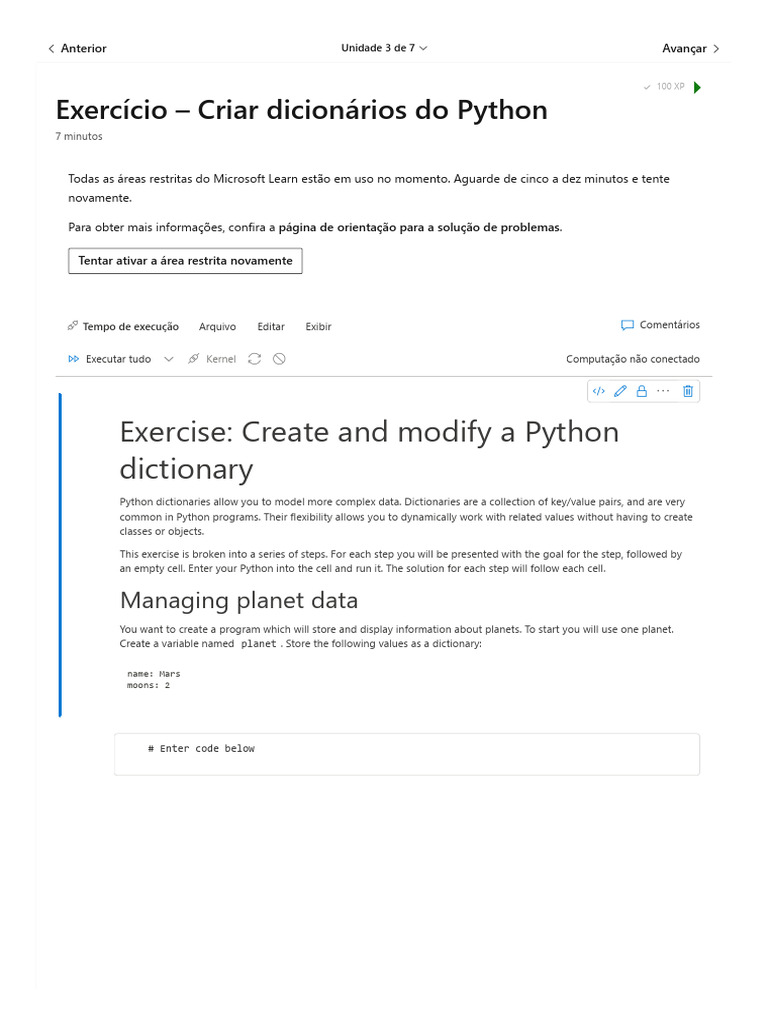 41 Exercício - Criar Dicionários Do Python - Training - Microsoft Learn | PDF | Planets ...
