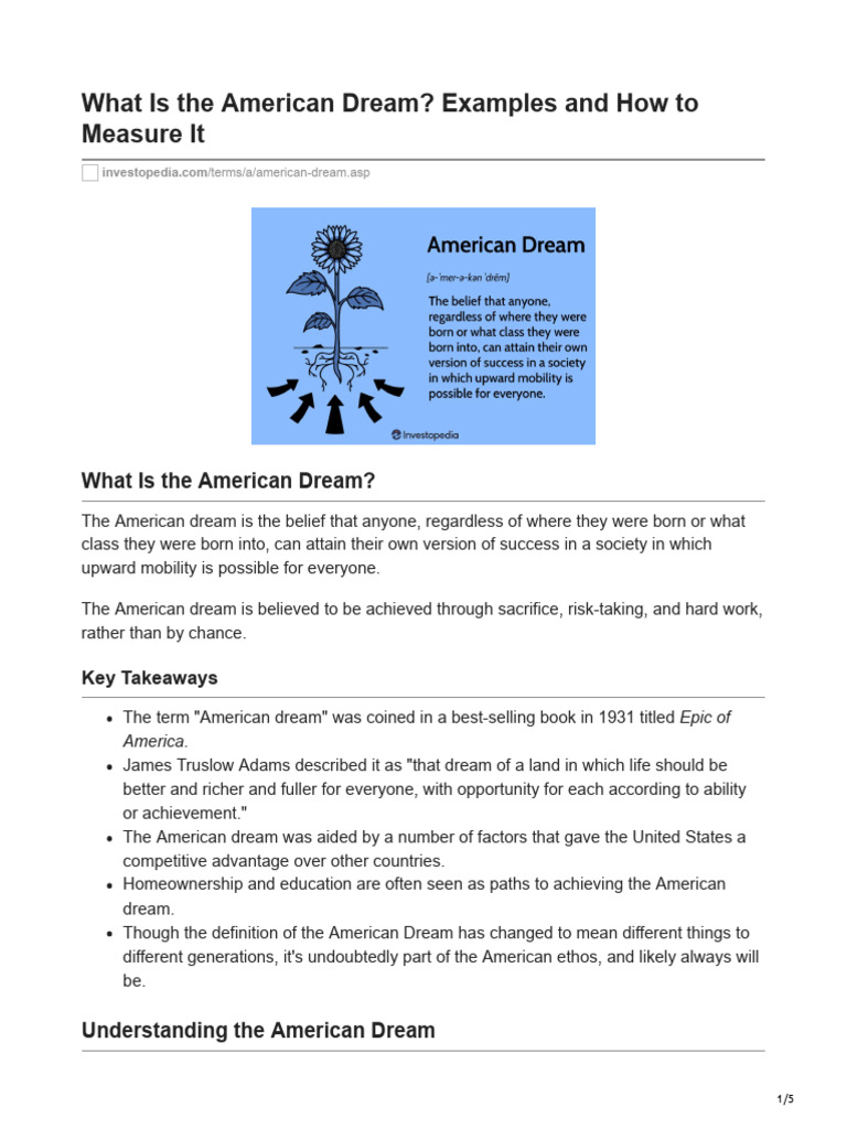 Examples of the American Dream Explained | PDF | American Dream ...