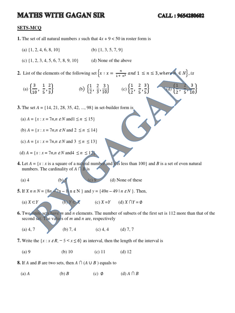 Sets MCQ 23-24 | PDF | Science & Mathematics | Computers