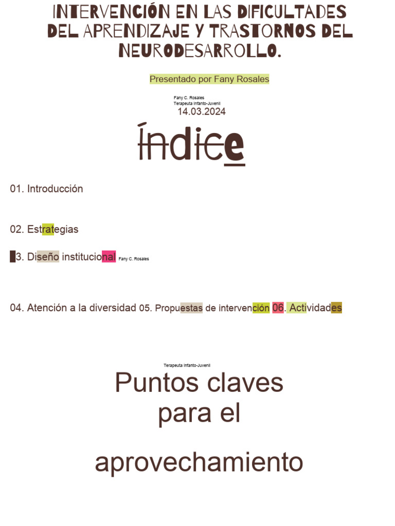 1.intervención en Las Dificultades Del Aprendizaje y Trastornos Del Neurodesarrollo. | PDF ...