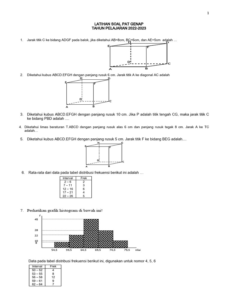 Latihan Soal MTK Wajib Pat Genap | PDF