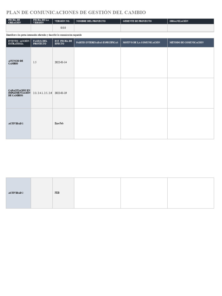IC Change Management Communications Plan 27467 - ES | PDF